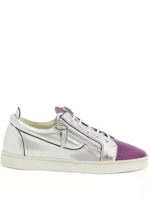 GIUSEPPE ZANOTTI Nicki Sneakers With Metallic Finish And Colour-block Panelling - Silver