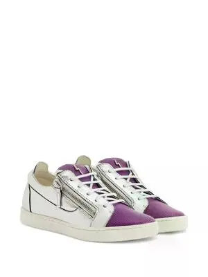 GIUSEPPE ZANOTTI Nicki Sneakers With Metallic Finish And Colour-block Panelling - Silver