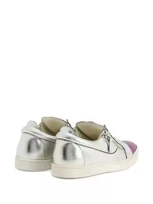 GIUSEPPE ZANOTTI Nicki Sneakers With Metallic Finish And Colour-block Panelling - Silver
