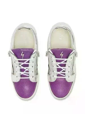 GIUSEPPE ZANOTTI Nicki Sneakers With Metallic Finish And Colour-block Panelling - Silver