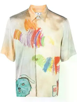 Off-White Cartoon-print Short-sleeved Shirt