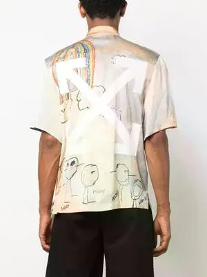 Off-White Cartoon-print Short-sleeved Shirt