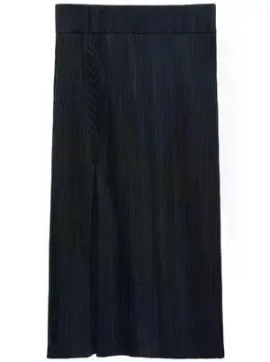 Filippa K Front-slit Ribbed Midi Skirt - Black