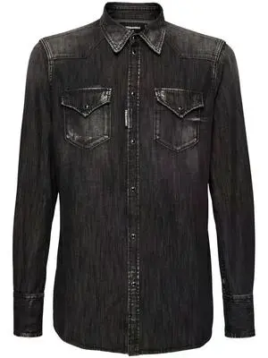 Dsquared2 Washed-denim Shirt - Black