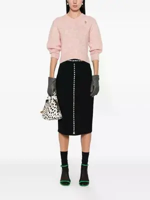 N°21 Glass Crystal Embellished Crepe Mini Skirt
