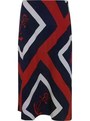 RALPH LAUREN Anchor Print Midi Skirt