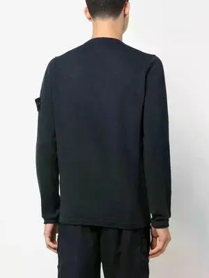 Stone Island Logo Patch Sleeve Jumper - Blue