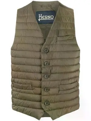 Herno Quilted V-neck Gilet - Green