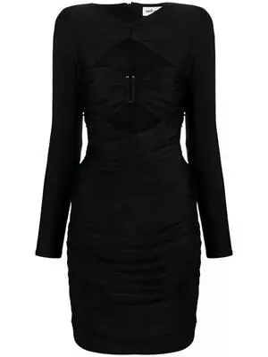 SELF-PORTRAIT Ruched Cut-out Mini Dress - Black