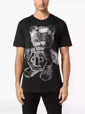 Philipp Plein Teddy Bear-appliqué Cotton Shirt - Black