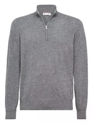 Brunello Cucinelli Cashmere Quarter Zip Sweater - Grey