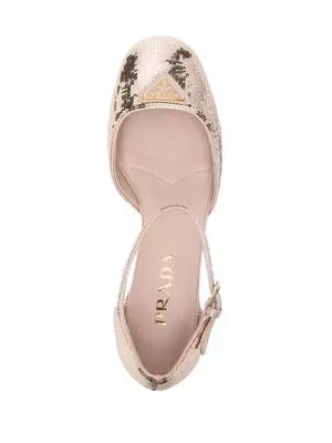 Prada Sequined Block Heel Pumps