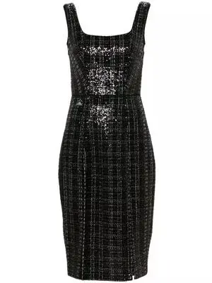 GENNY Sequinned Tweed Midi Dress