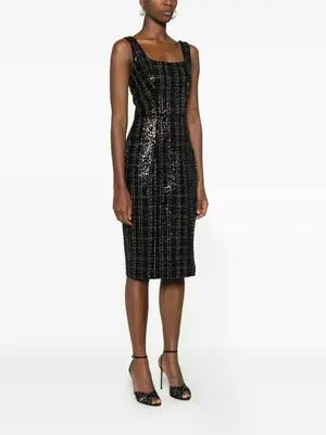 GENNY Sequinned Tweed Midi Dress