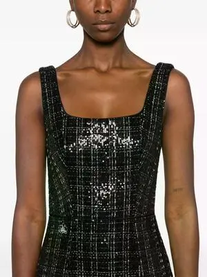 GENNY Sequinned Tweed Midi Dress