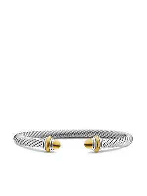 David Yurman 14kt Yellow Gold And Sterling Classic Cable Cuff Bracelet - Silver