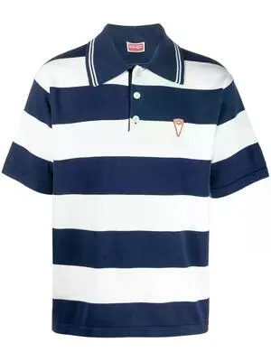 Kenzo Embroidered Logo Striped Polo Shirt - Blue