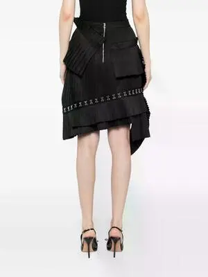 Rokh Broken Pleated Skirt - Black