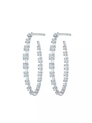 Kwiat 18kt White Gold Diamond Starry Night Hoop Earrings - Silver