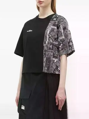 MUSIUM DIV. Bandana-print T-shirt With Embroidered Logo And Pleated Detailing