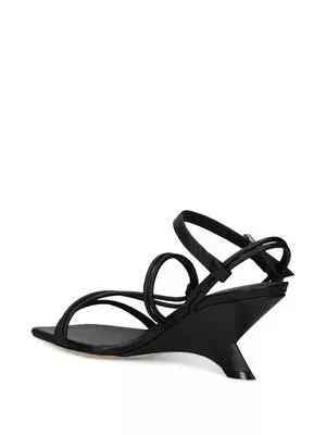 VIC MATIE Swan Strappy Wedge Sandals - Black