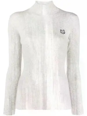 Maison Kitsuné Fox Motif High-neck Jumper - Grey