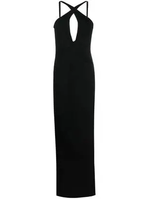 MONOT Cut-out Halterneck Maxi Dress - Black