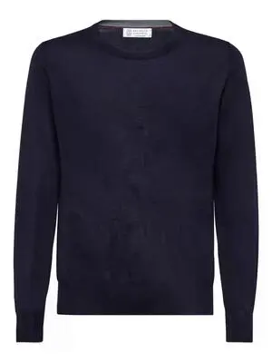 Brunello Cucinelli Crew Neck Long Sleeve Sweater - Blue