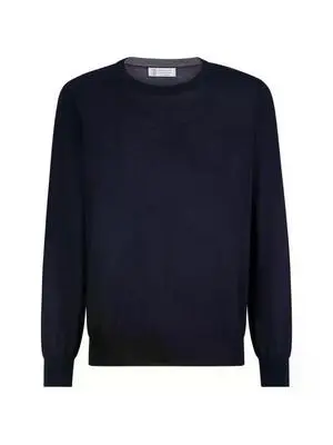 Brunello Cucinelli Crew Neck Long Sleeve Sweater - Blue