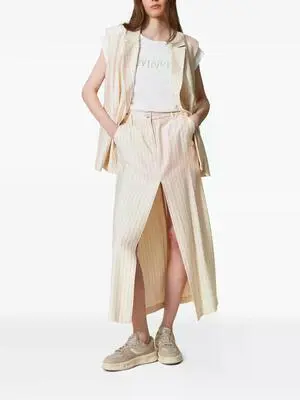 TWINSET Pinstriped Maxi Skirt With Front Slit