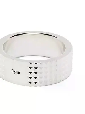 Le Gramme Guilloché Pyramid Ribbon Ring In Sterling