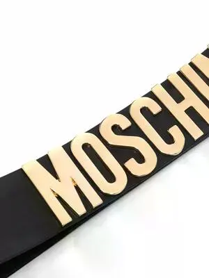 Moschino Lettering Leather Belt - Black