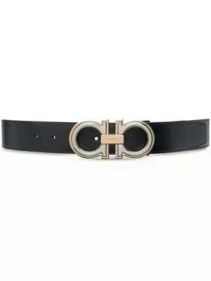 FERRAGAMO Reversible Gancini Leather Belt - Black
