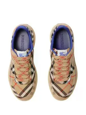 Burberry Checked Canvas Lace-up Sneakers - Neutrals