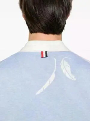 Thom Browne Feather-intarsia Cotton Cardigan - Blue