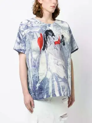 DOUBLET Graphic-print Cotton T-shirt - Blue