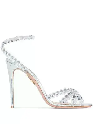 AQUAZZURA 105mm Tequila Sandals - Silver