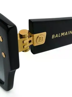 Balmain Logo Plaque Square-frame Sunglasses