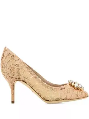 Dolce & Gabbana Dolce & Gabbana Bellucci Lace Pumps With Embellished Detail Neutrals