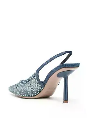 LE SILLA Gilda 80mm Crystal-embellished Denim Pumps