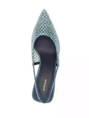 LE SILLA Gilda 80mm Crystal-embellished Denim Pumps