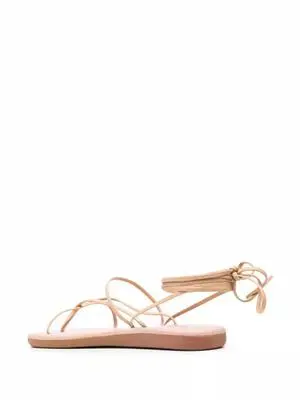 ANCIENT GREEK SANDALS Tie-fastening Leather Flip Flop Sandals - Neutrals
