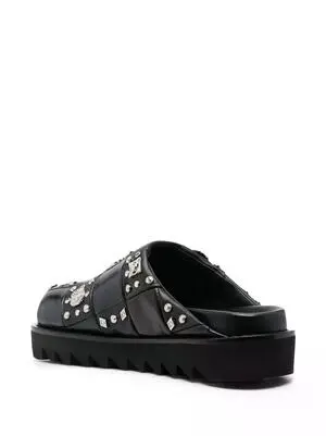 Toga Stud-embellished Leather Clogs - Black