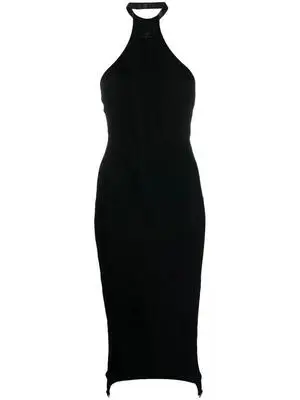 COURREGES Ribbed-knit Halterneck Dress - Black