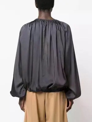 BLANCA VITA Satin Finish Ruched Blouse