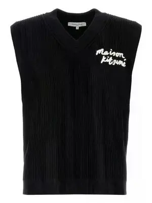 Maison Kitsuné Ribbed Sleeveless Vest - Black