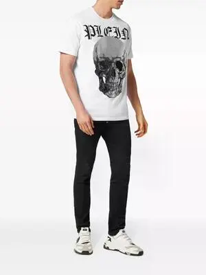Philipp Plein Crystals Skull Cotton T-shirt - White