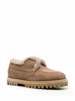 LE SILLA Suede Loafers With Faux Fur Trim - Neutrals