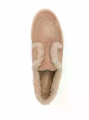 LE SILLA Suede Loafers With Faux Fur Trim - Neutrals