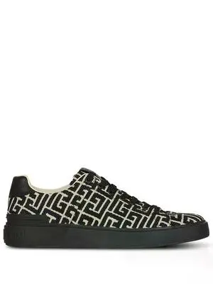 Balmain B-court Monogram Jacquard Sneakers - Black